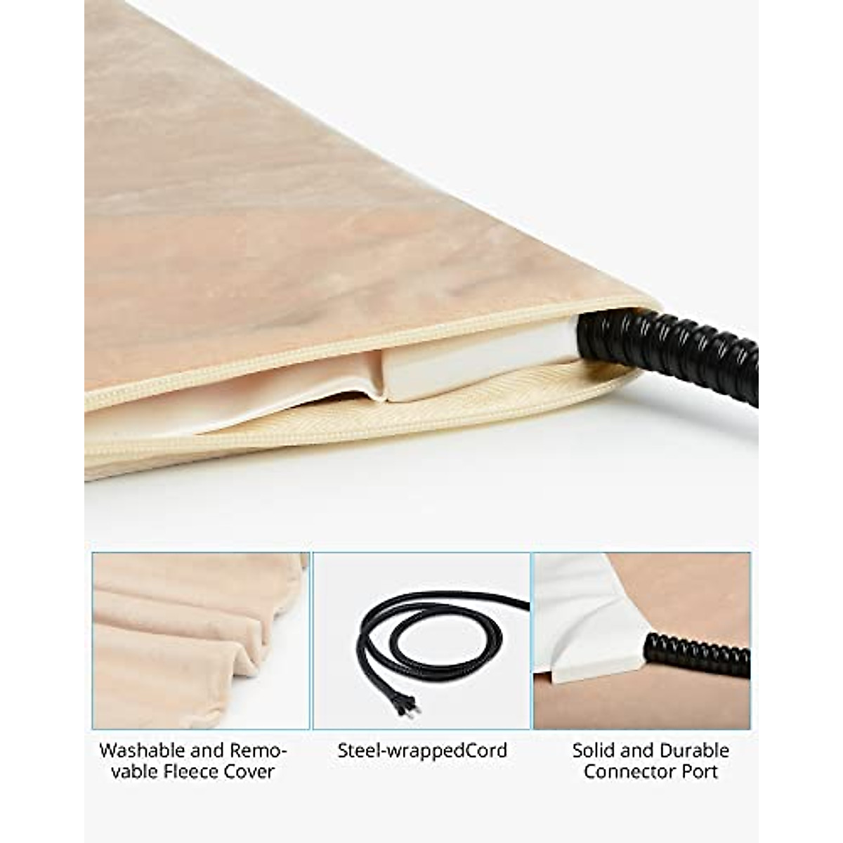 NICREW Pet Heating Pad for Dogs and Cats, Heated Pet Mat with Steel-Wrapped Cord and Soft Fleece Cover, 17.7 x 15.7 Inch, 30 Watts