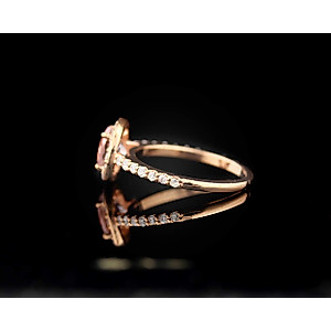 GNG 1.00 Cttw Natural Morganite and Diamond Halo Engagement Ring in 10k Rose Gold (6)