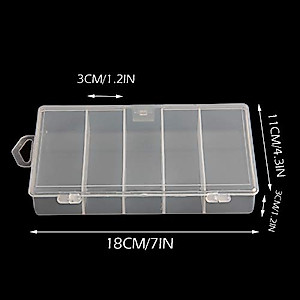 SBYURE 2 Pack 5 Grid Clear Plastic Fishing Tackle Storage Box Jewelry Making Findings Organizer Box Container Case Utility Box,7x4.3x1.2inch