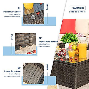 Flamaker 6 Pieces Patio Furniture Set Outdoor Sectional Sofa Outdoor Furniture Set Patio Sofa Set Conversation Set with Cushion and Table (Beige)