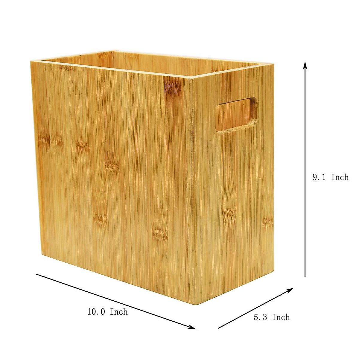Owlgift Rectangular 100% Eco-Friendly Natural Bamboo Waste Basket, 1.55 Gallon Garbage Can Recycling Bin Container for Bedroom, Bathroom, Kitchen, Office, Dorm - 5.3” L x 10” W x 9.1” H