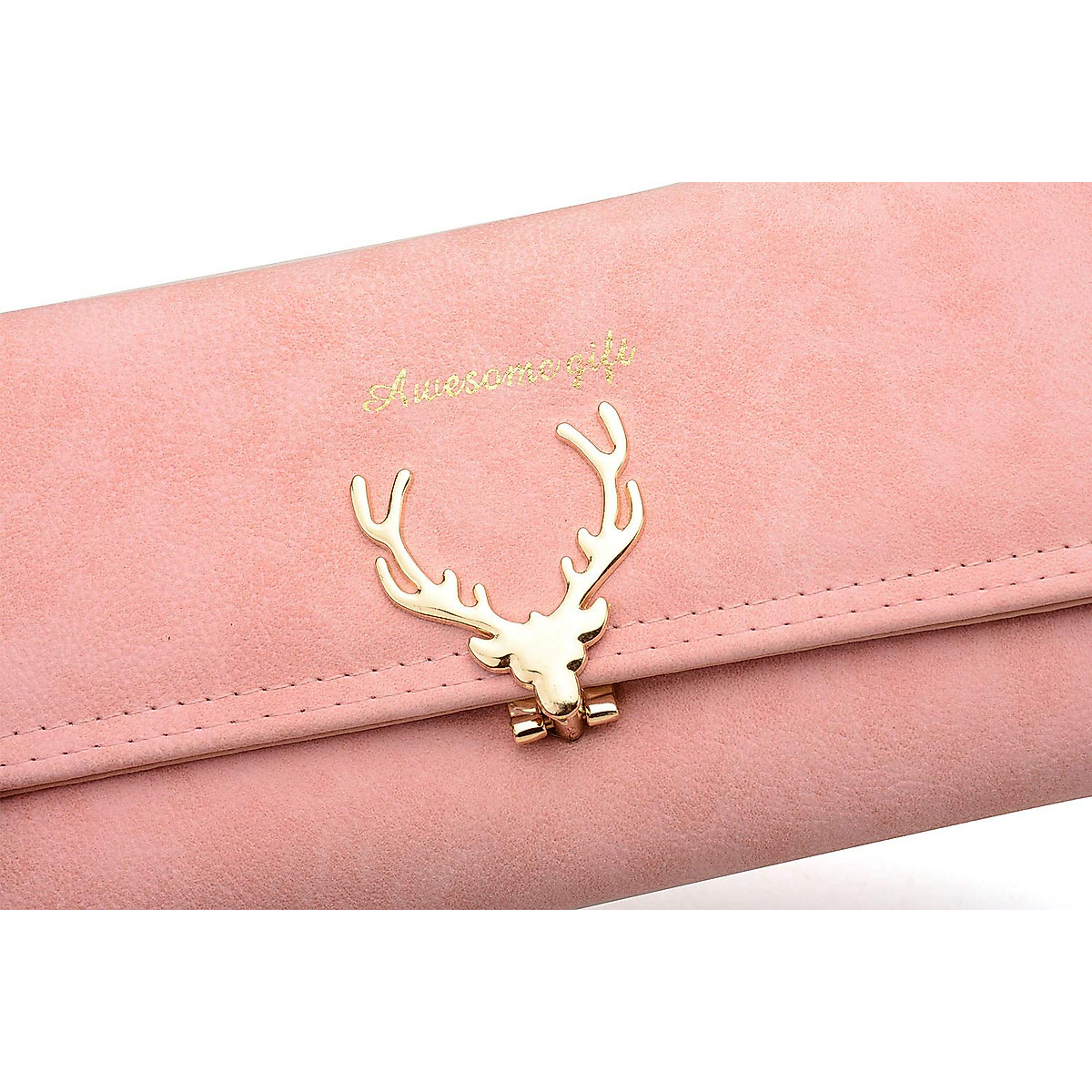 VODIU Women Crad Holder Long Wallet Leather Large Capacity Elegant Zipper Purses Three Fold Clutch (Coffee*2)