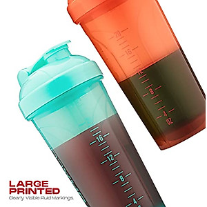 Hydra Cup | 6 Pack | Shaker Bottles for Protein Powder Shakes & Mixes, 28-Ounces (900ml), Six Colors, Wire Whisk & Mixing Grid, BPA Free Shaker Cup Blender Set