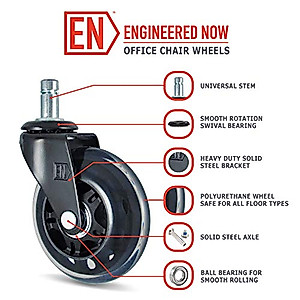 Engineered Now The Original Headrest for The Herman Miller Aeron Chair (Casters - Set of 5, Black)