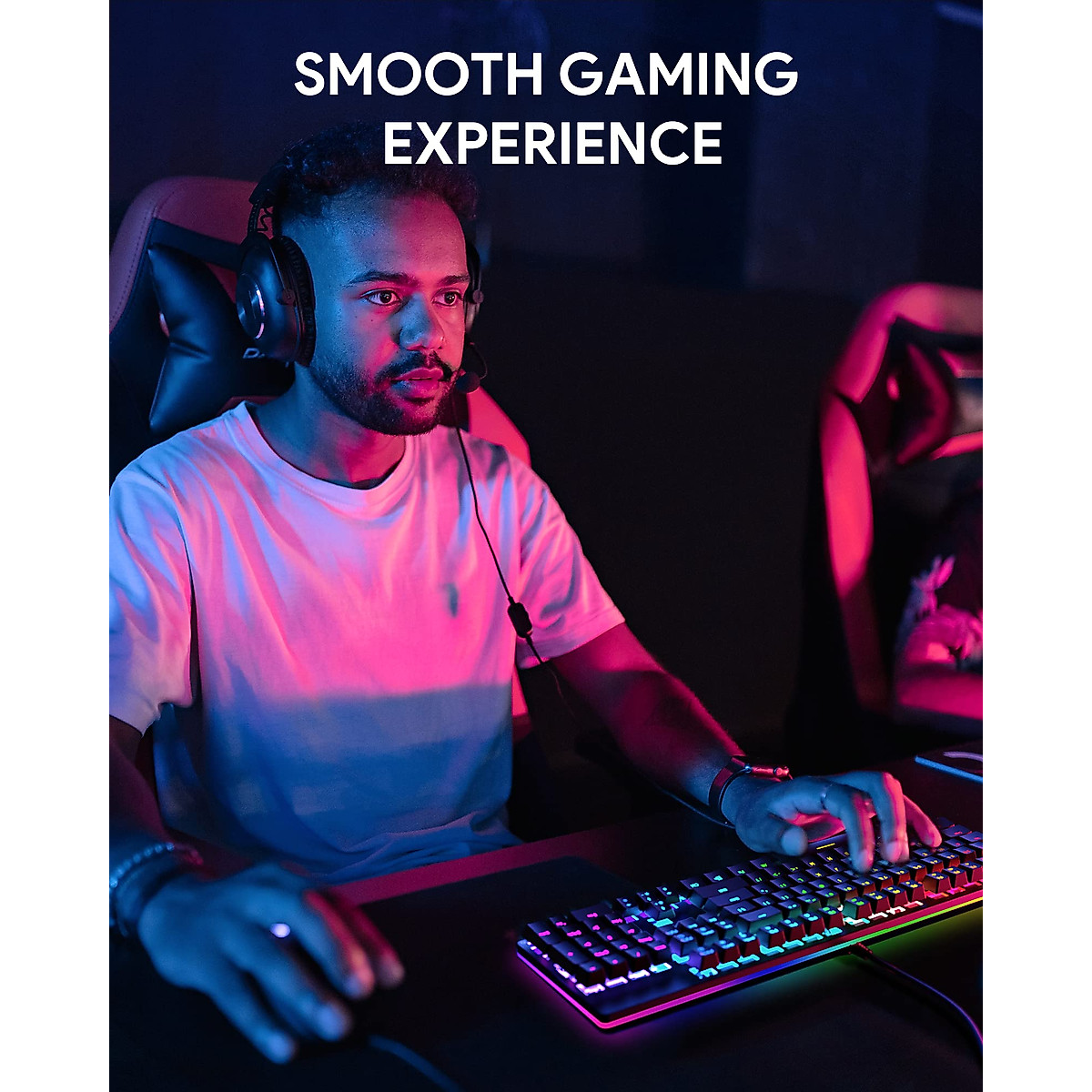 Aglaia Mechanical Gaming Keyboard, RGB Backlit 104 Keys Wired Keyboard Blue Switches, 12 Lighting Effects, Customizable Keys, Programmable Macro, Durable & Ergonomic for Windows Mac Computer Desktop