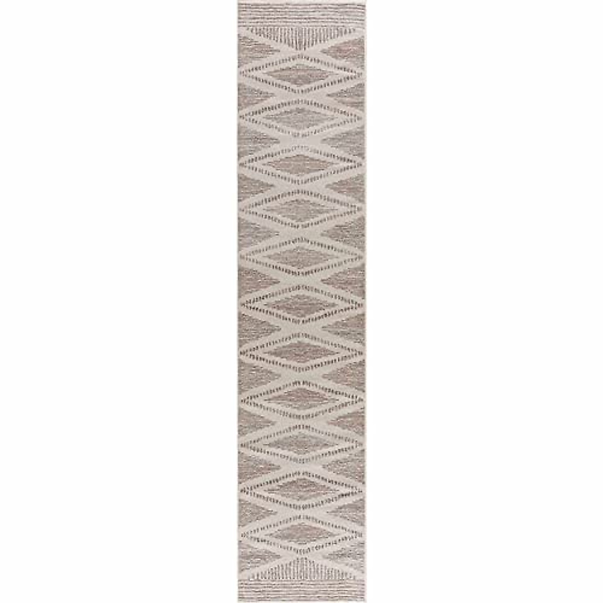 Tigris Collection Nikea Geometric Southwestern Farmhouse Living Room Bedroom Area Rug - Vintage Distressed - Boho Aztec Tribal Pattern - Ivory, Beige, Gray - 6'7" x 9'