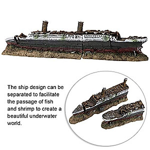 Aquarium Wreck Ornaments, Resin Material Wreck Sailing Boat Sunk Ship Fish Tank Decor Ship Decorations