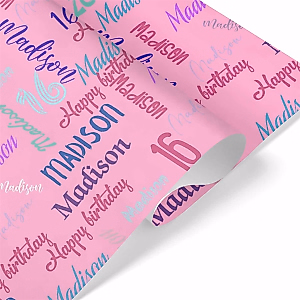 MyPupSocks Custom Name Gift Wrap Birthday Wrapping Paper Boy Girl Baby Birthday Wrapping Paper Gift Wrap for Kids Best Friend