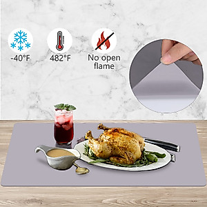 Tsshmhwl 27.6" x 19.8" Large Silicone Kitchen Counter Mat, Placemat Non-Slip Heat Resistant Mat, Air fryer，Oven Microwave, Cutting Board, Coffee Maker, 1MM Thick Countertop Protector (grey)…