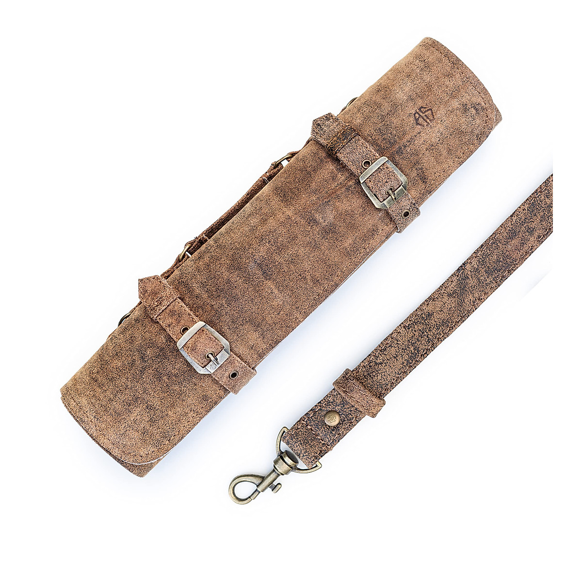 Knife Roll Bag Genuine Leather – knife case for Chefs 7 slots – Leather Knife with handle and strap Frank (Brown-Antique)
