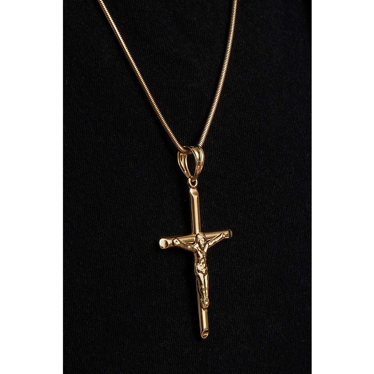 LooptyHoops Extra-Large 14k Yellow Gold Extra Large Crucifix Cross Pendant Charm, (57mm)