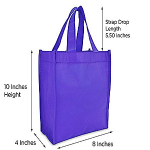 DALIX 10" Mini Shopping Totes Small Resuseable Bags for Women and Children in Purple-10 PACK