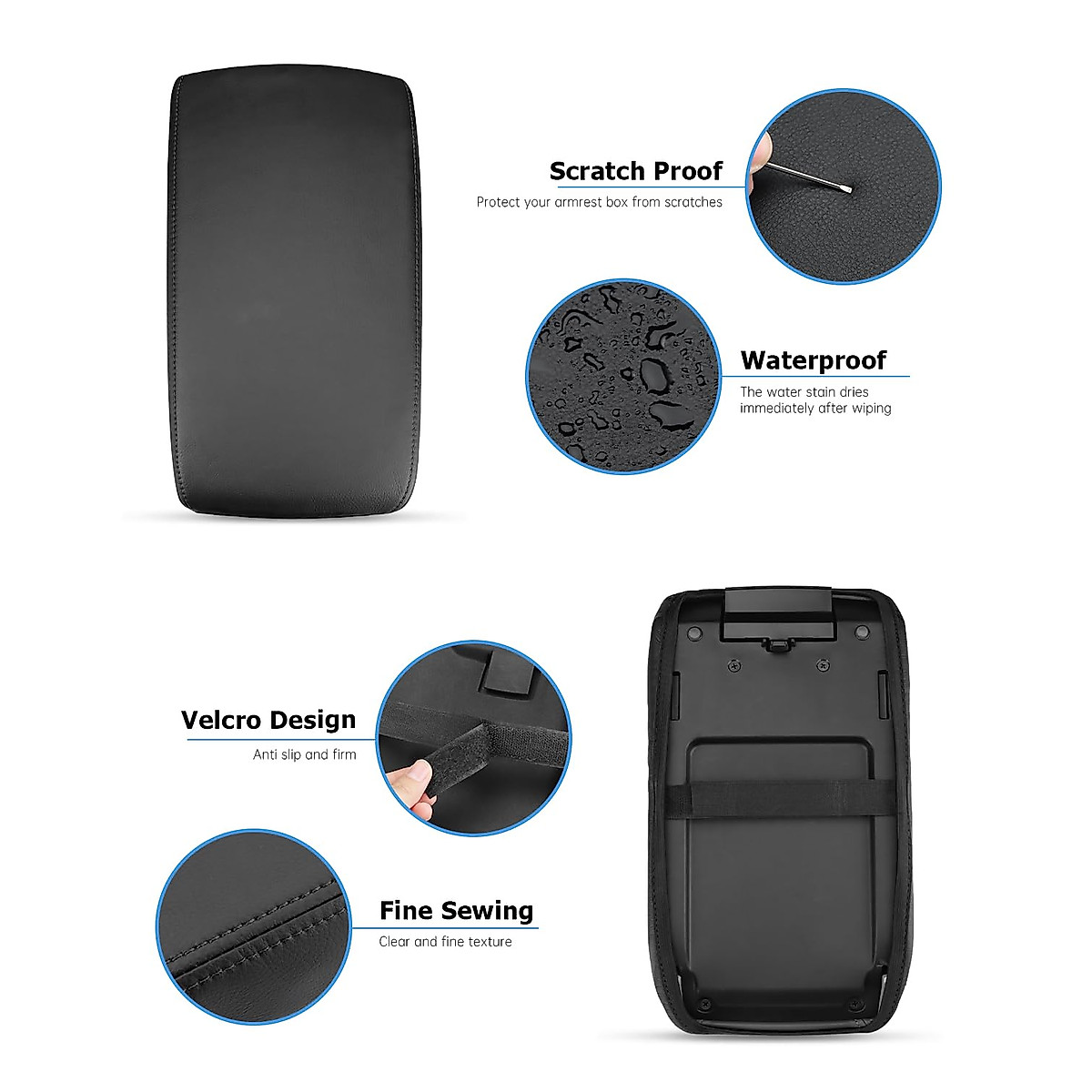 INTGET Car Center Console Armrest Cover for Subaru Crosstrek/Impreza Accessories 2024 Leather Arm Rest Box Lid Middle Console Seat Cover Protector (2024+(with pad), Black Stitches)