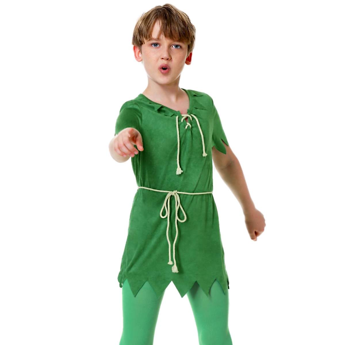 Remimi Boy Peter Pan Dress Girls Halloween Tunic Green Peter Clothing 11-12 Years