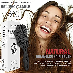 Fiora Naturals Hair Detangling Brush -100% Bio-Friendly Detangler hair brush w/Ultra-soft Bristles- Glide Through Tangles with Ease - For Curly, Fine, Women, Men, Kids, Toddlers, Wet and Dry Hair