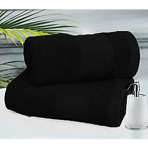 GLAMBURG Premium Cotton 4 Pack Bath Towel Set - 100% Pure Cotton - 4 Bath Towels 27x54 - Ideal for Everyday use - Ultra Soft & Highly Absorbent - Black