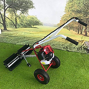 VPABES 43CC 1.7HP Gas Powered Push Lawn Sweeper Broom 2 Stroke Walk Behind Snow Sweeper Handheld Gasoline Brush Broom Sweeping Machine for Garden Yard Sidewalk Driveway Turf Grass Cleaning Tool