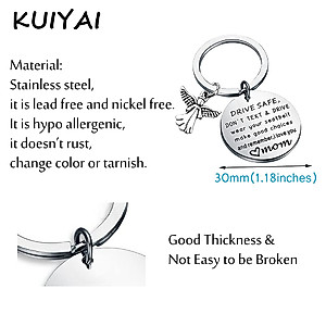 KUIYAI Drive Safe Gift I Love You Mom Keychain Mother Gift Driving Safety Gift Guardian Angel(drive safe mom)