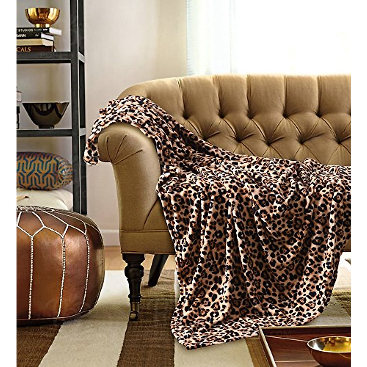 MarCielo Fleece Throw Blanket, 50 x 60 Inch Lap Fleece Blankets (Leopard)