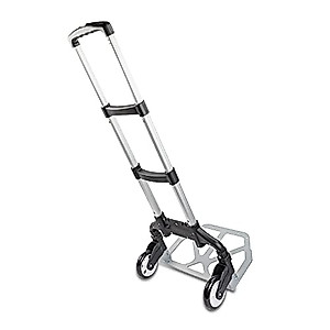 Ultimaxx Professional Heavy-Duty 150 Pound (lb) Capacity Aluminum Folding Hand Truck/Luggage Cart (Black/Silver) with Adjustable Handle, Folding Away Wheels, and Bungee Cord