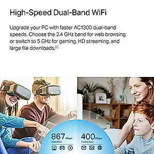 TP-Link USB WiFi Adapter, AC1300Mbps Dual Band 5dBi High Gain Antenna 2.4GHz/ 5GHz Wireless Network Adapter for Desktop PC (Archer T4U Plus)- Supports Windows 11/10/8.1/8/7, Mac OS 10.9-10.14
