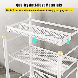 Multifunctional Yoga Accessories Storage Racks, Dumbbells Kettlebells Foam Roller Storage Organizer, Home Gym Fitness Class Rack with Wheels