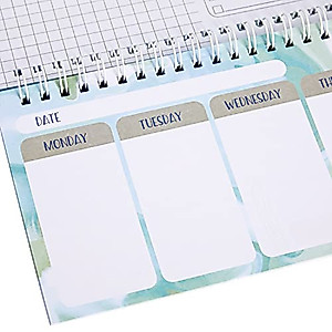 Undated Weekly Planner, Goals, Shopping, To Do List, Horizontal Desk Calendar (Spiral Bound, 12 x 4 in)