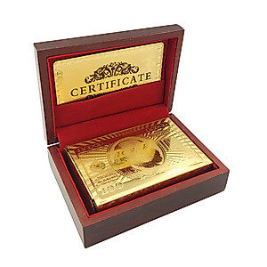 Yuanhe Gold Deck of Cards - Waterproof Playing Cards Luxury Playing Cards with Wooden Gift Box,Great for Poker Cards Game, Game Nights and Casino Party