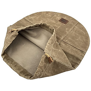 Hide & Drink, Rustic Bag for 12 Inch Frying Pan, Case for Skillet Without Nonstick Coating, Waxed Canvas, Handmade, Fatigue