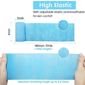 COMOmed Self Adherent Cohesive Bandage Latex 4"x5 Yards First Aid Bandages Stretch Sport Wrap Athletic Tape for Wrist Ankle Sprain and Swelling,Light Blue(12 rolls