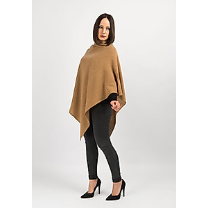 Dalle Piane Cashmere - Poncho 100% cashmere - Made in Italy, Color: Camel, One size