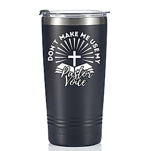 Onebttl Pastor Appreciation Tumbler - 20oz Stainless Steel for Ordination, Thank You, Men - Thanksgiving, Christmas, Birthday Gift - Don't Make Me Use My Pastor Voice