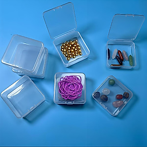 CHSZCHOMER 19 pack Mixed Size Small Plastic Box - Durable Transparent Mini Storage Container - Portable Jewelry Storage Box, Beads, Rings, Jewelry, Paper Clips, Nails, Sewing, Mint Box