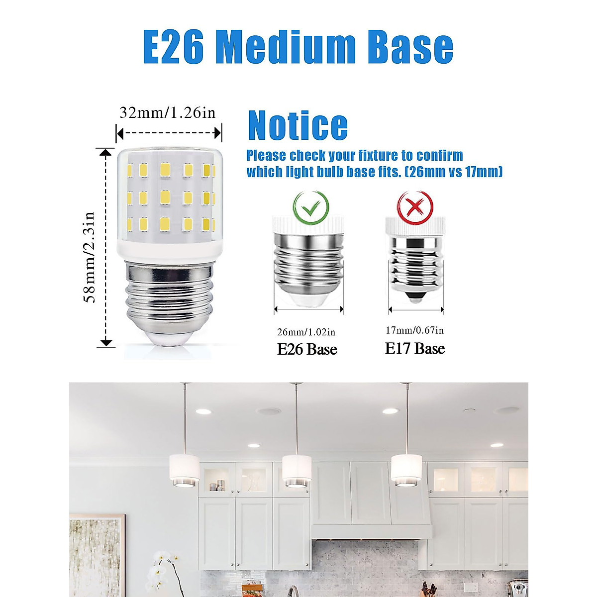 wossluck KEI D34L AC 100-265V 3.5W Light Bulb for Frigidaire Refrigerator, 40W Freezer Lighting Halogen Equivalent, E26 LED Refrigerator Light Bulb White Light,1-Pack