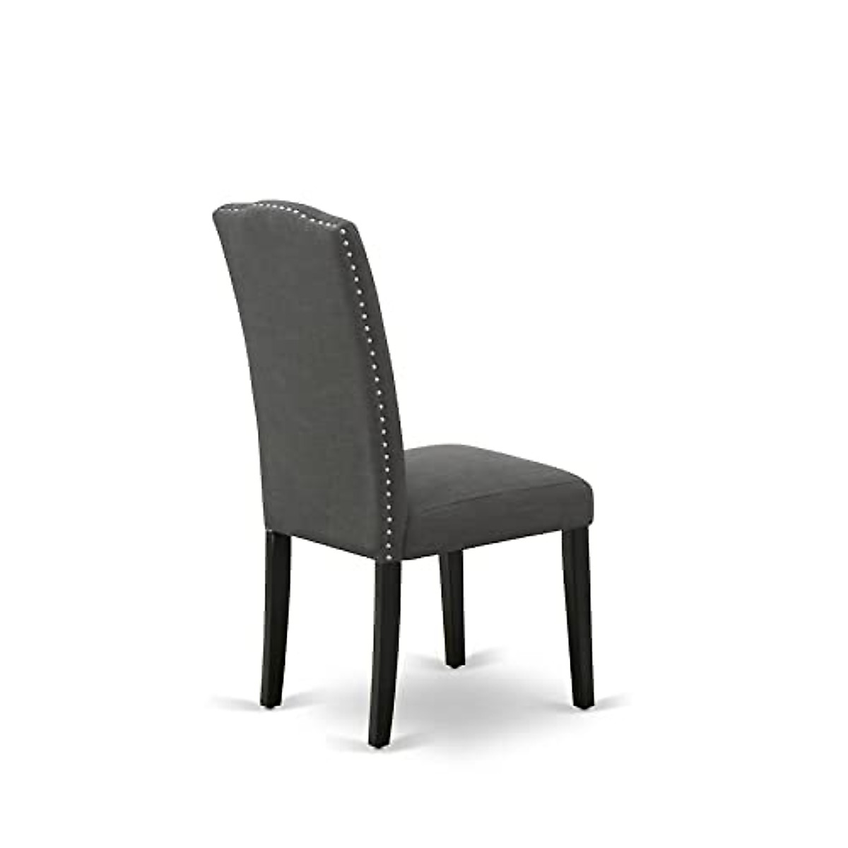 East West Furniture DLEN5-BLK-20 5Pc Round 42" Kitchen Table With Two 9-Inch Drop Leaves And Four Parson Chair With Black Leg And Linen Fabric Dark Gotham Grey, 5