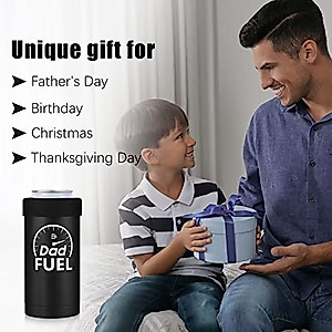 Tutmyrea Stainless Steel Insulated Can Cooler for Father's Day, Double-walled Vacuum Skinny Can Coozie for 12 Oz Tall Slim Cans, Gift for Dad (Dad Fuel-Black)