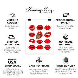 Creative Collage Set of 4 | Leopard | Plant | This Must Be the Place | Lips | Wall Art | Poster | Art Print | Dorm Room Decor | Poster | Made in USA | Gallery Grade | Unframed (8x10)