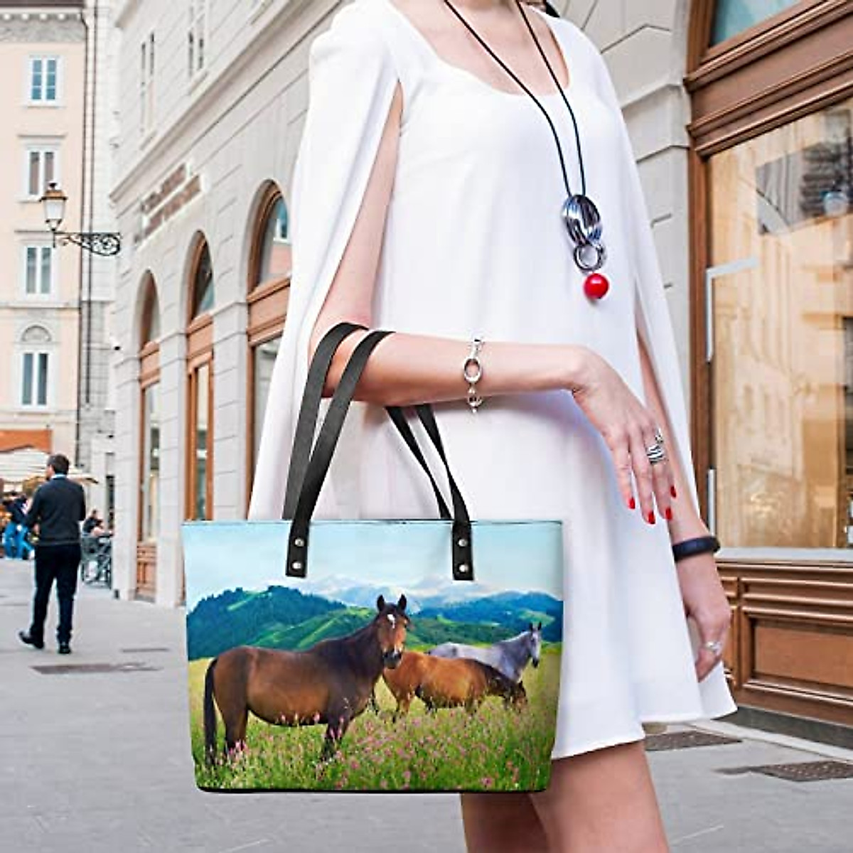 Womens Handbag Meadow Horse Leather Tote Bag Top Handle Satchel Bags For Lady
