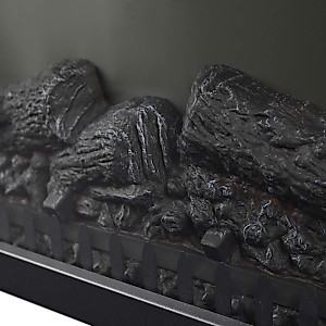 Geniqua 23" Freestanding Wall Mounted Electric Fireplace Insert Heater 1400W Log LED Flame Remote Adjustable Heat Recessed Stove Indoor Warm