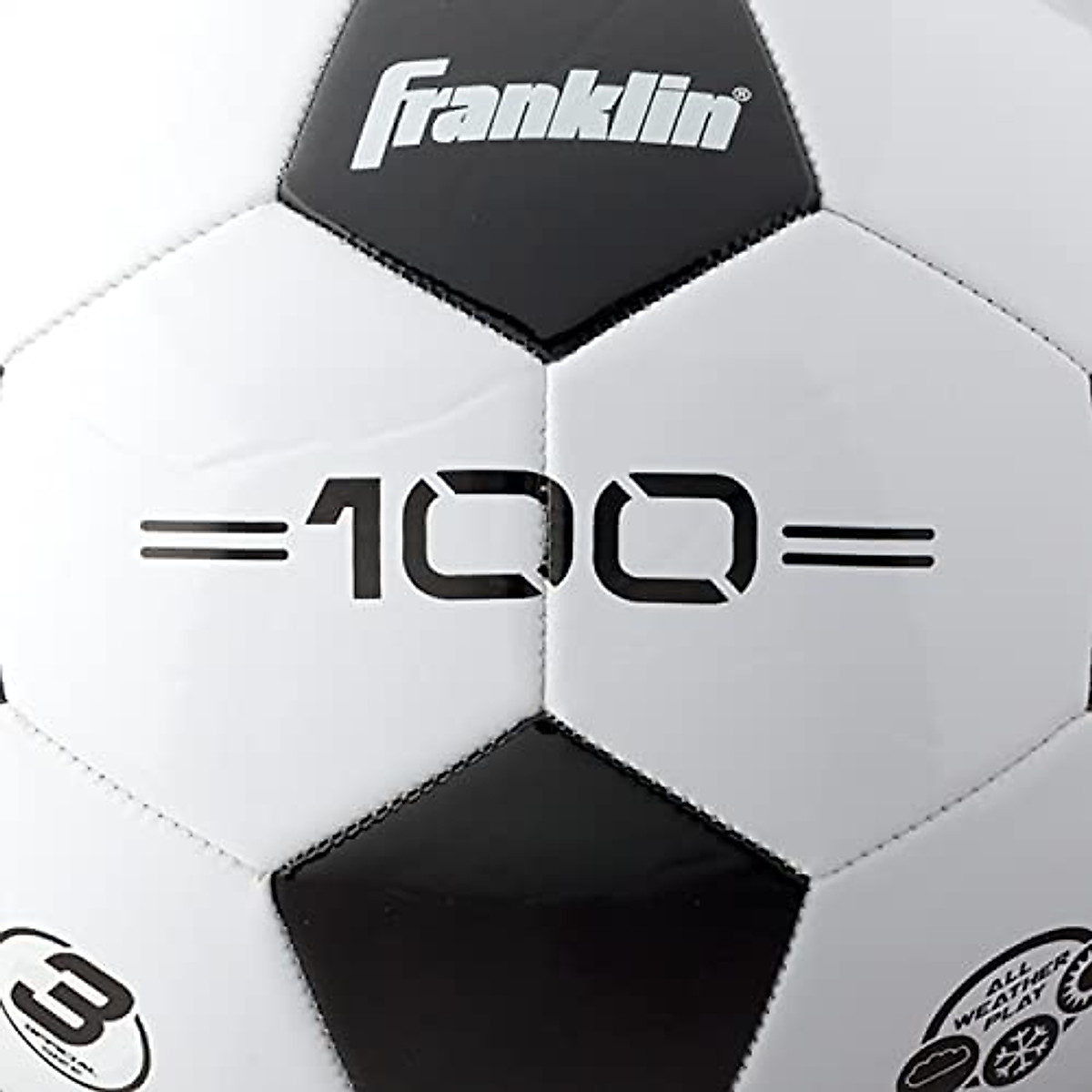 Franklin Sports Soccer Balls - Size 3 F-100 - Youth Soccer Ball, White/Black