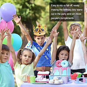 LLMSIX Birthday Party Set - King Crown, Sash, Decorations, Photo Props for Boys Kids Theme