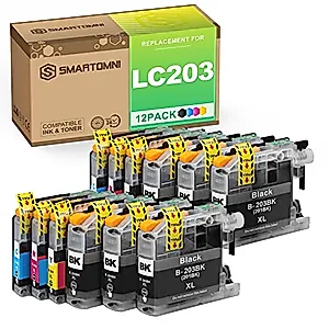 S SMARTOMNI Compatible LC203 LC201 Ink Cartridge Replacement for Brother LC203 XL LC201 XL for MFC-J460DW J480DW J485DW J680DW J880DW J885DW J4320DW J4420DW J4620DW J5620DW J5520DW J5720DW (12 Pack)