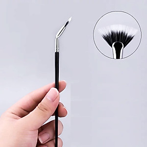 TEONEI Fan Mascara Brushes Eyelash Eyebrow Brush Makeup Brush Eye Lashes Makeup Tools Eyelash Brush Eyebrow Brush Eye Shadow Brush,2Pcs (Black)