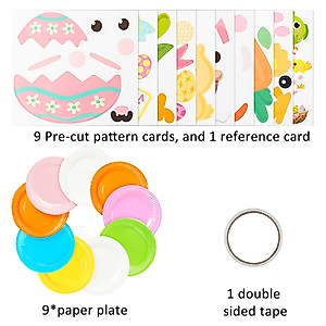 MALLMALL6 9Pcs Easter Paper Plate Art Kits for Kids Educational DIY Craft Early Learning Art Project Parent-Child Preschool Classroom Groups Activities Party Decorations Favors for Boys Girls