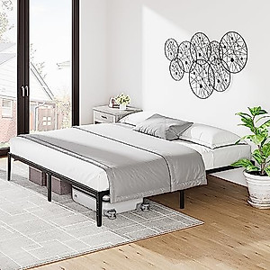 IDEALHOUSE 14 Inch King Bed Frame with Storage, Metal Platform Bed Frame King Size, Sturdy Steel Slats Support Mattress Foundation No Box Spring Needed, Black