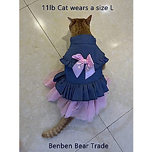 Harikaji Pet Clothes, Sweet Bowknot Small Dog Skirt Girl Tutu Clothing Puppy Cat Sleeveless Apparel Teddy Clothes Wedding Dresses for Spring and Summer (XL)