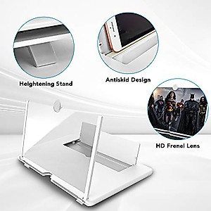16 inch Screen Magnifier for Cell Phone 3D Magnifier Screen Enlarger for Movies,Videos,Reading,Gaming-Screen Amplifie with Foldable Phone Stand Holder. Compatible with All Smartphones-White