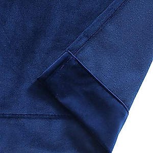 WdFour Super Soft Luxury Velvet Curtains with 2 Free Pillow Covers, Energy Efficient Grommet Curtain Window Drapes for Living Room, 38W x 96L, 2 Panels, Navy Blue