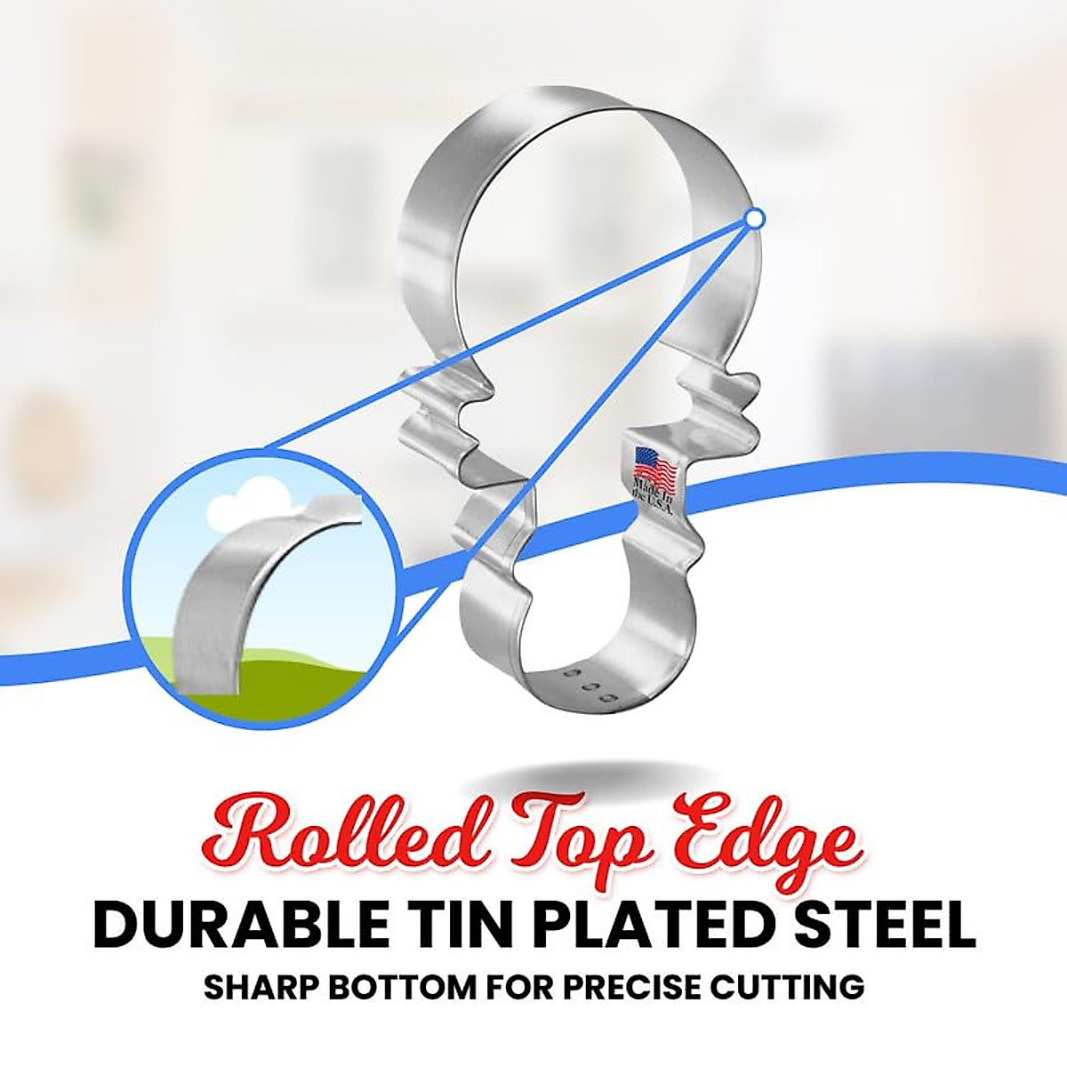 Foose Brand Baby Rattle Cookie Cutter Cookie Cutter 4 in, Tin Plate Steel, Handmade in USA