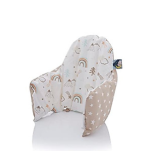 High Chair Cover for IKEA Antilop High Chair,Cotton Cover for Inflatable Cushion, Cushion Cover for High Chairs for Babies and Toddlers, High Chair Accessories, It is Only Cover! (Brown Rainbow)